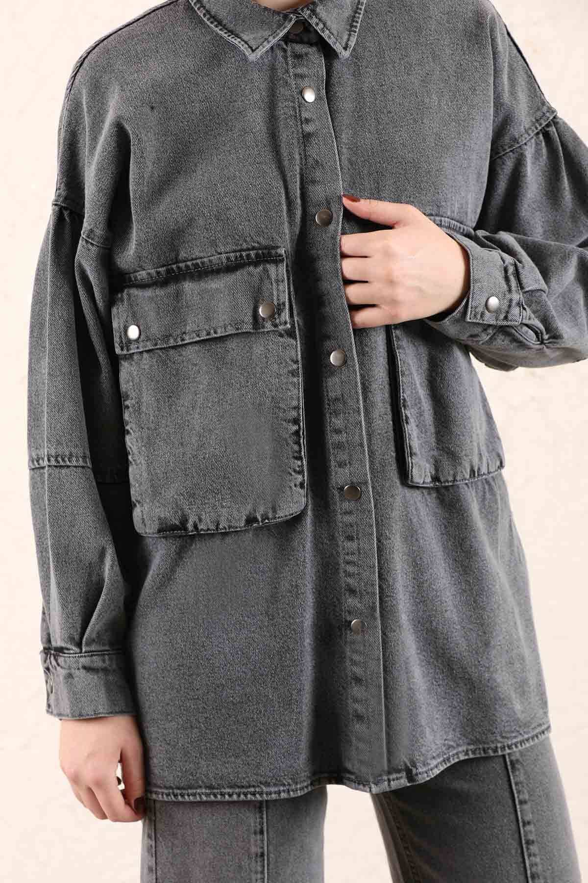 Buy Big Pocket Denim Jacket Anthracite - Zülays