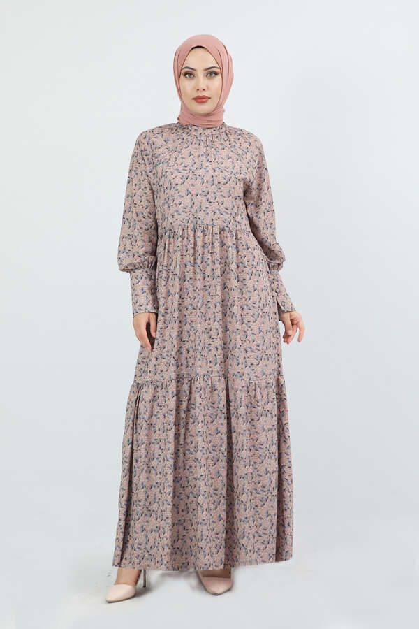 Buy Pleated Collar Dress Powder - Zülays