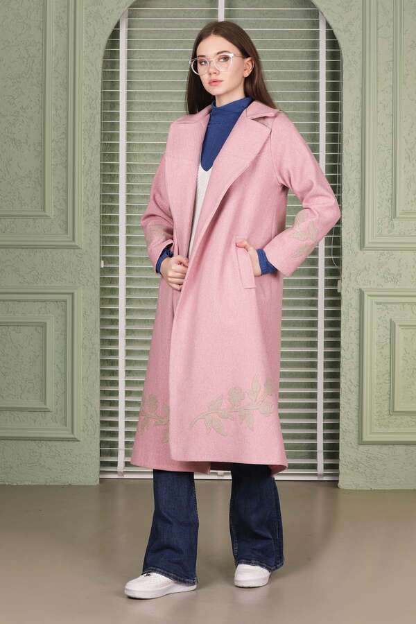 Floral Patterned Cachet Coat Pink Buy - Zülays