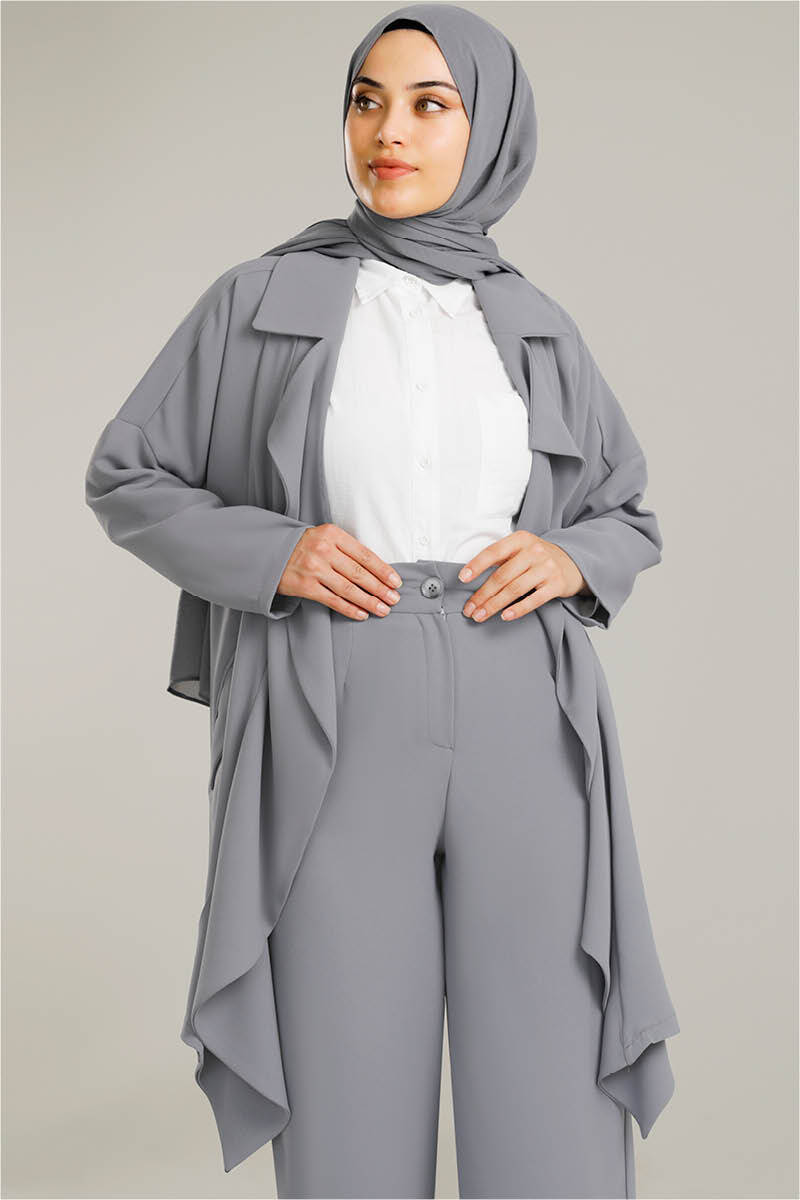 Buy Flowy Jacket Suit Gray - Zülays
