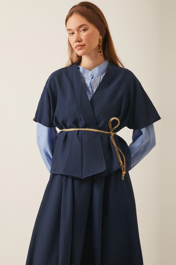 Hasır Biyeli Etek Takım Lacivert | Zülays