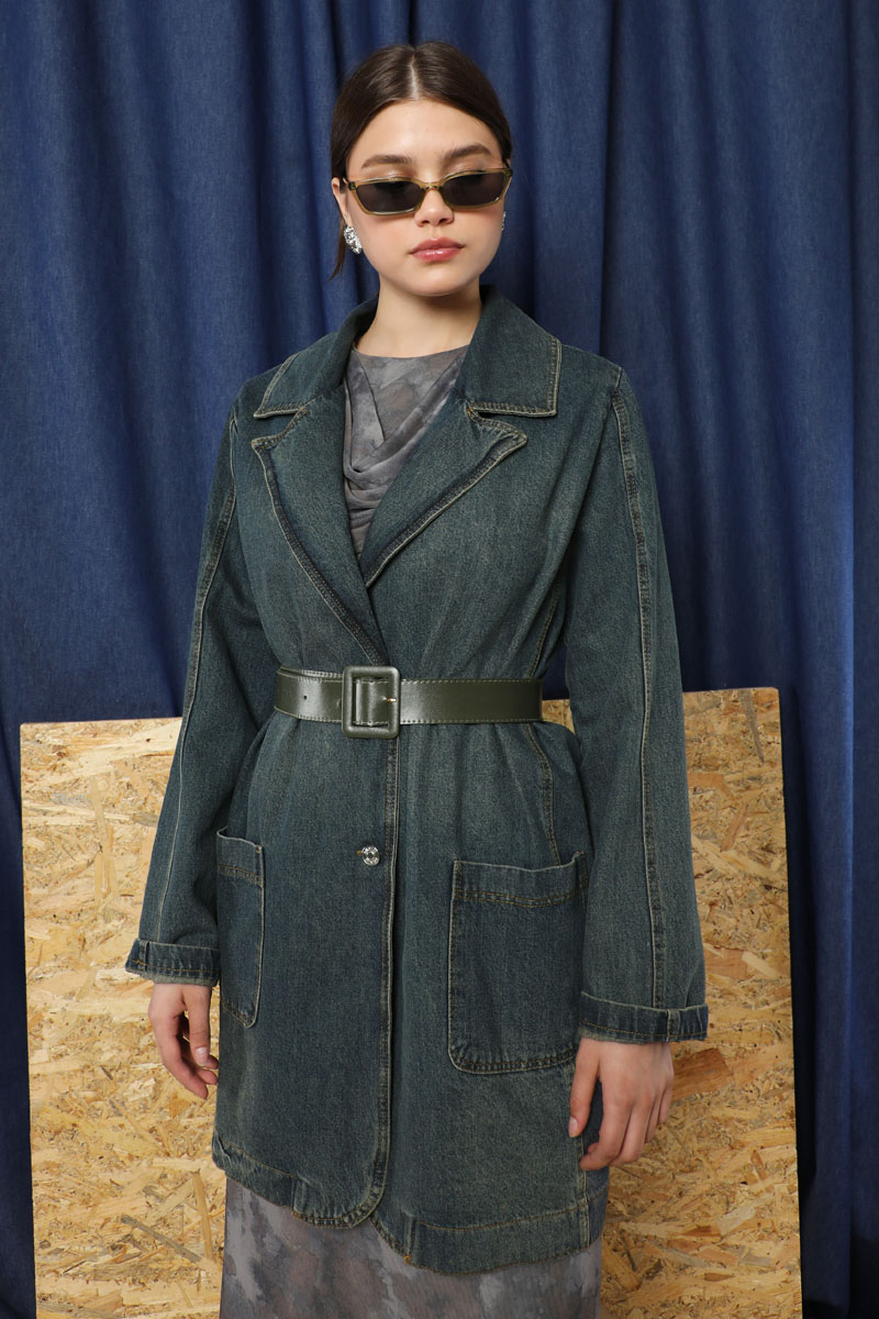 Denim Blazer Ceket Koyu Mavi | Zülays