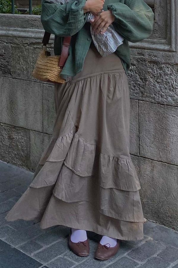 Layered Gathered Skirt Stone | Zülays