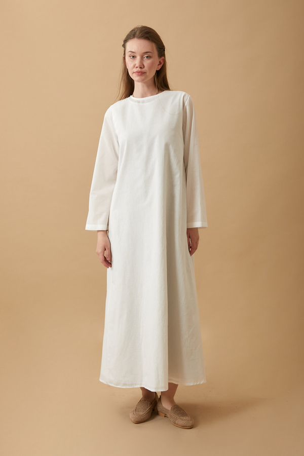 Long Sleeve Long Length Voile Slip White | Zülays
