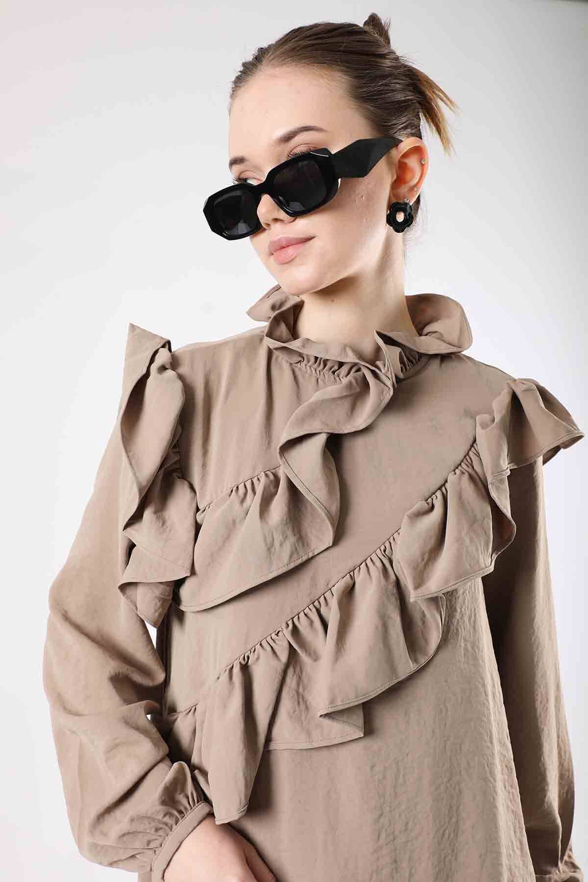 Buy Frilled Suit Cappucino - Zülays