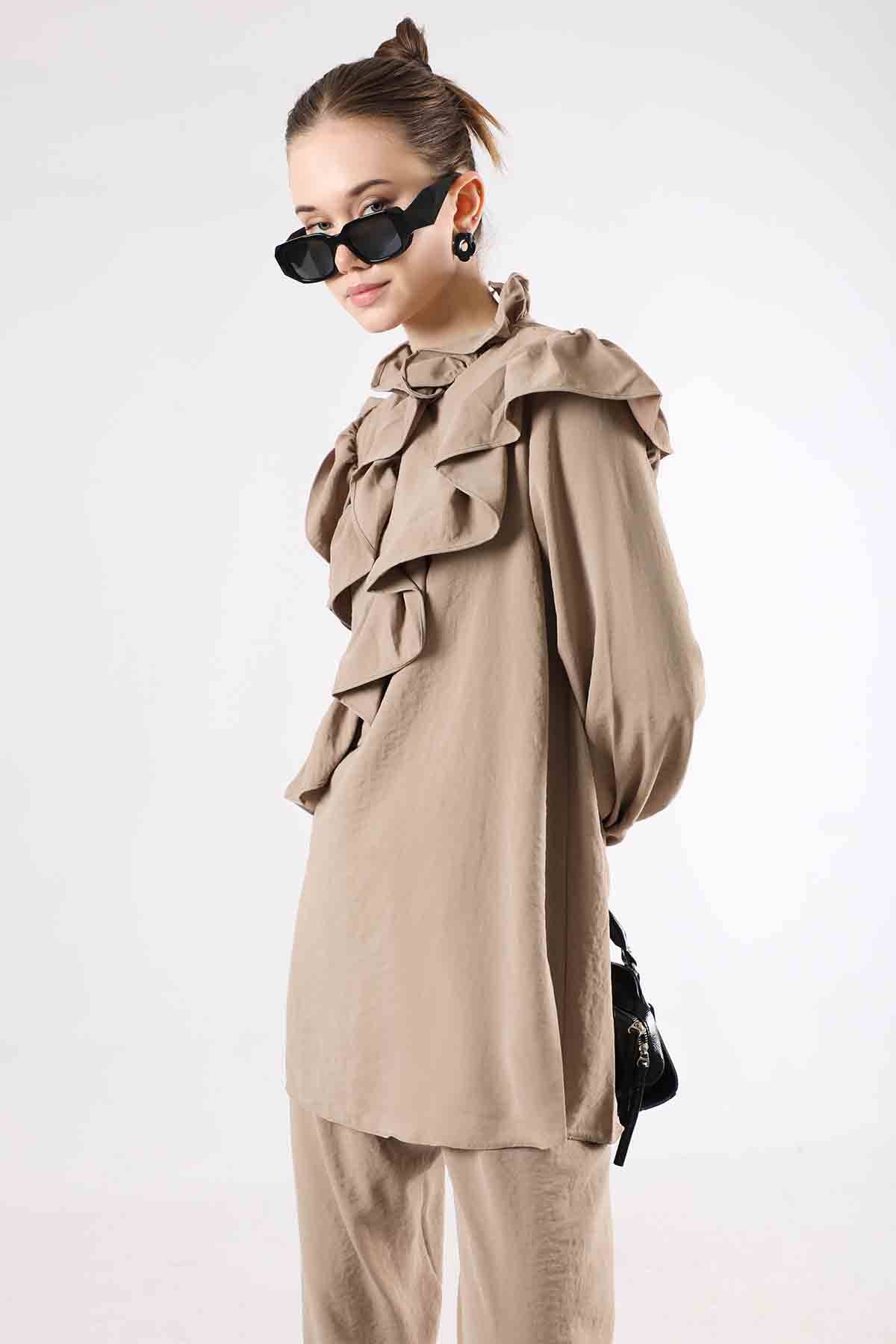 Buy Frilled Suit Cappucino - Zülays