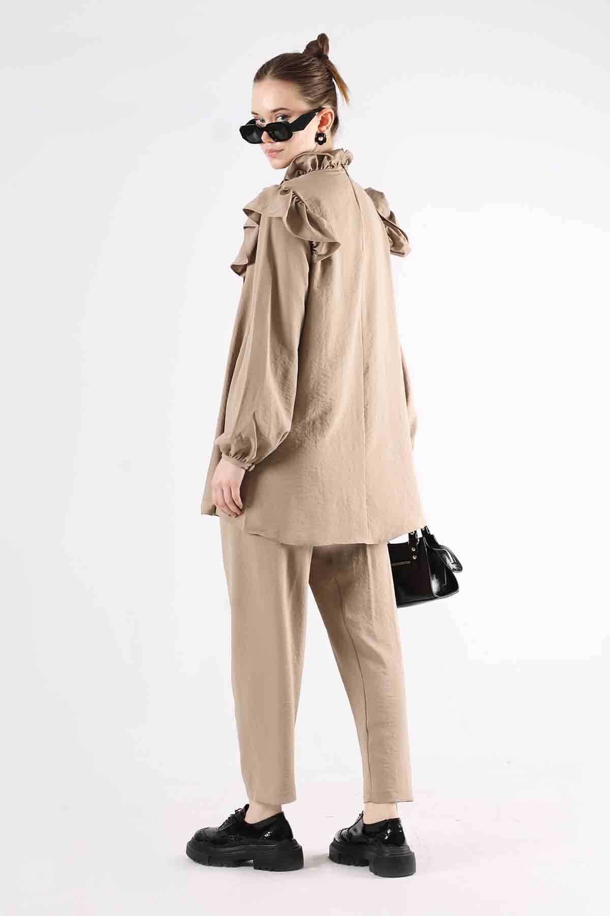 Buy Frilled Suit Cappucino - Zülays