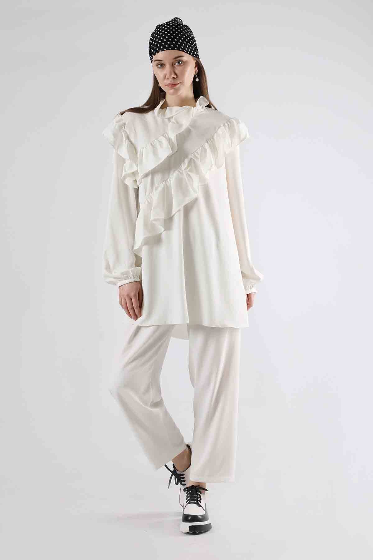 Buy Frilled Suit Ecru - Zülays