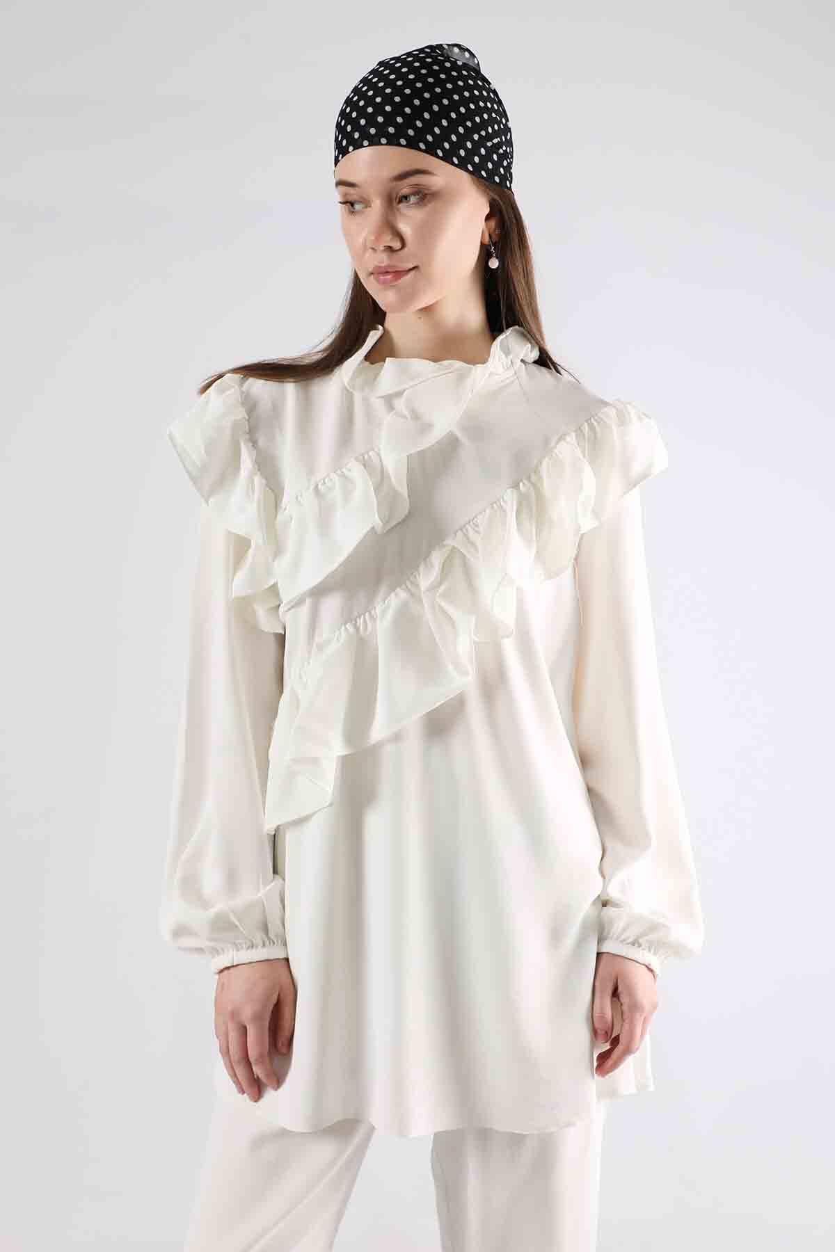 Buy Frilled Suit Ecru - Zülays