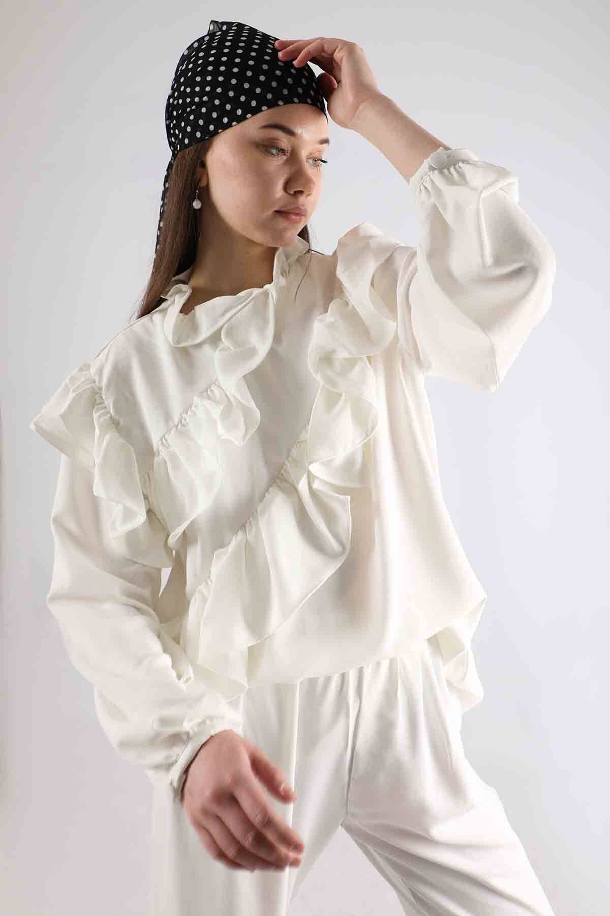 Buy Frilled Suit Ecru - Zülays