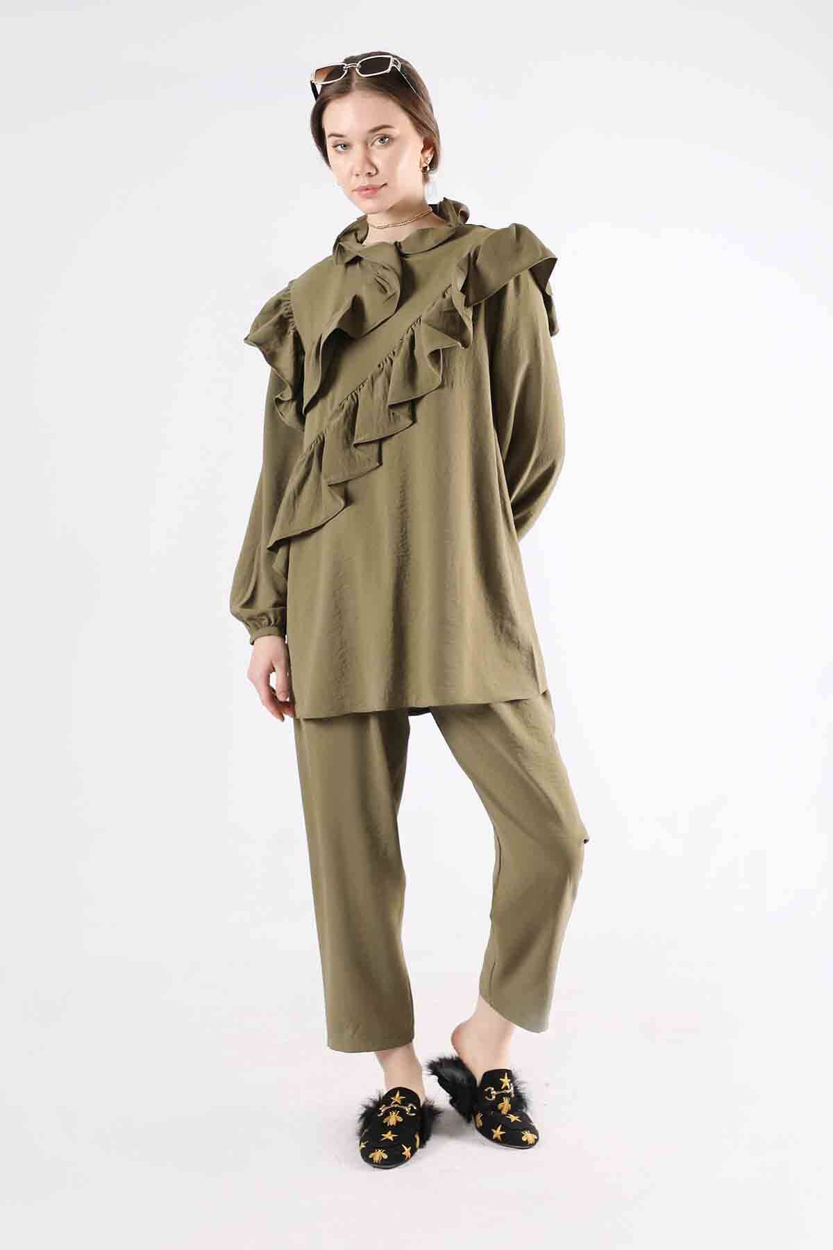 Buy Frilled Suit Khaki - Zülays
