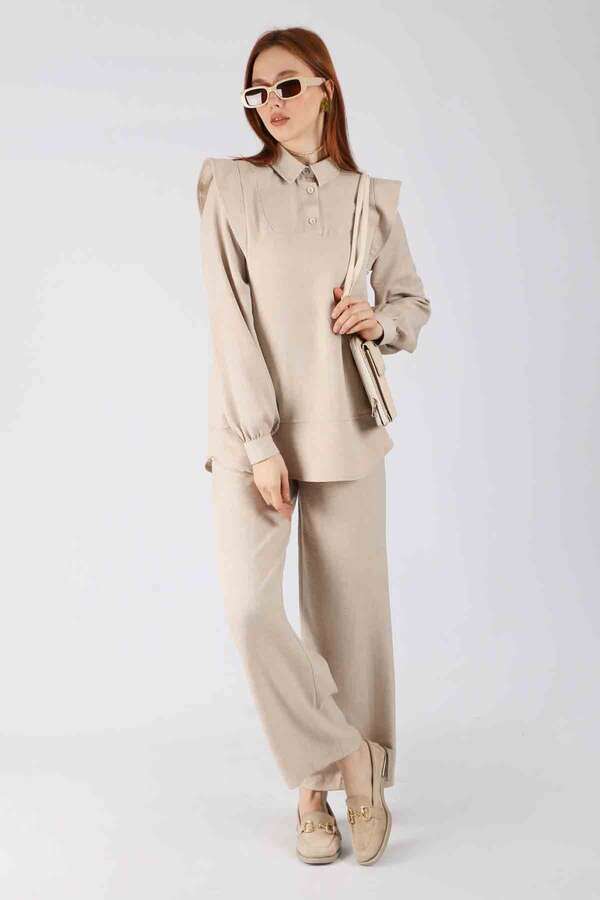 Shoulder Detailed Tunic Suit Stone Buy - Zülays