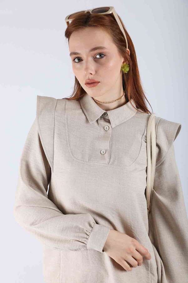 Shoulder Detailed Tunic Suit Stone Buy - Zülays