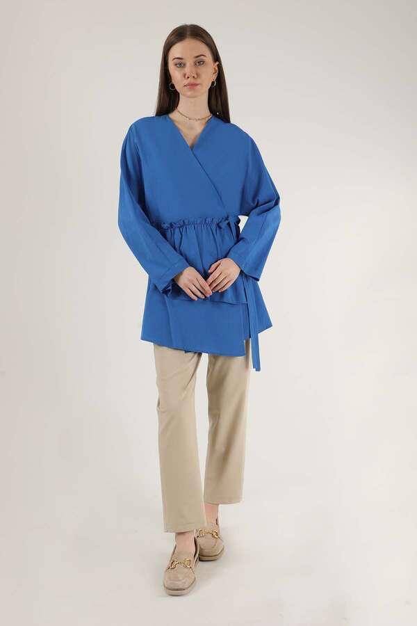 Buy Side Tie Kimono Tunic Blue - Zülays