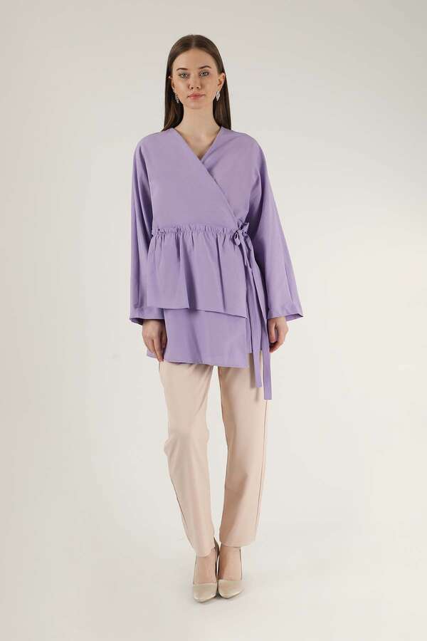 Buy Side Tie Kimono Tunic Lilac - Zülays