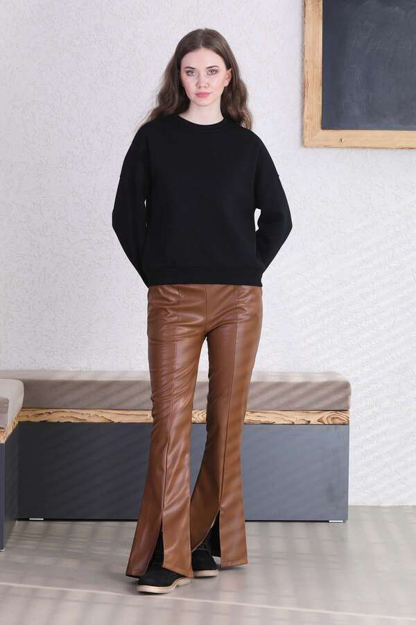 Buy Spanish Leg Leather Pants Tan - Zülays