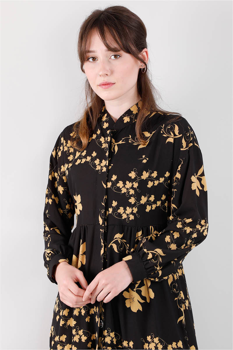 Buy Spring Patterned Dress Black - Zülays