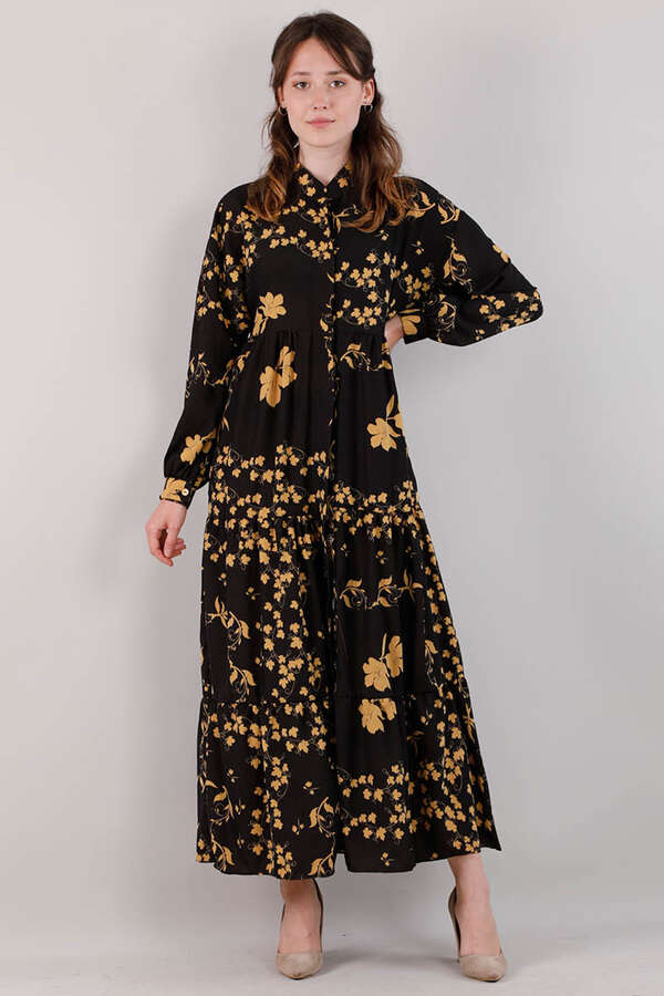 Buy Spring Patterned Dress Black - Zülays