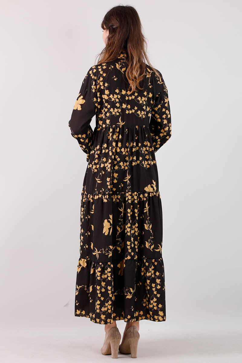 Buy Spring Patterned Dress Black - Zülays