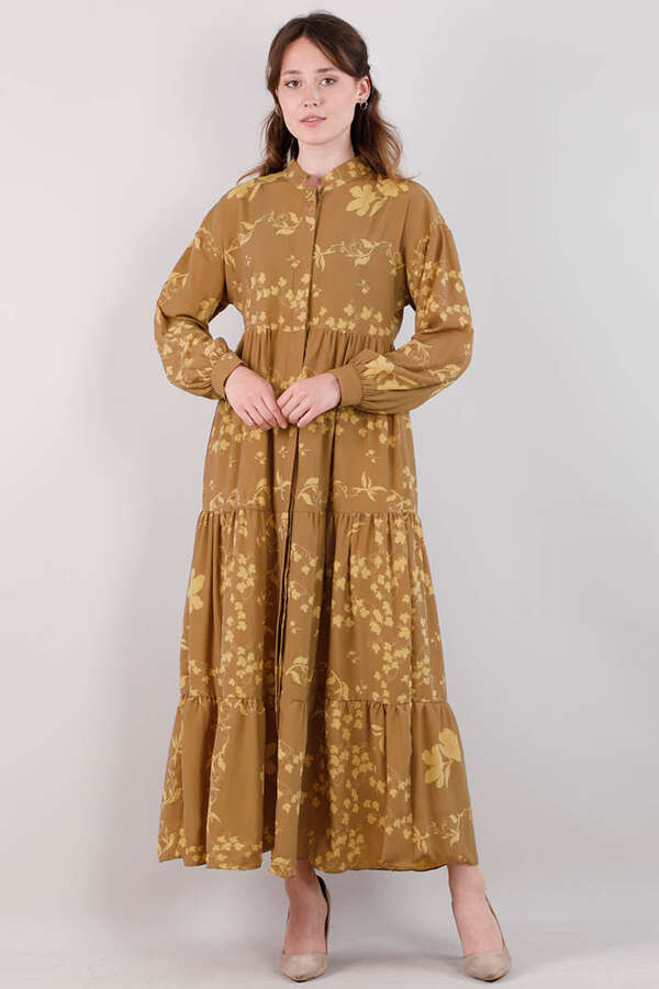 Buy Spring Patterned Dress dark mustard - Zülays