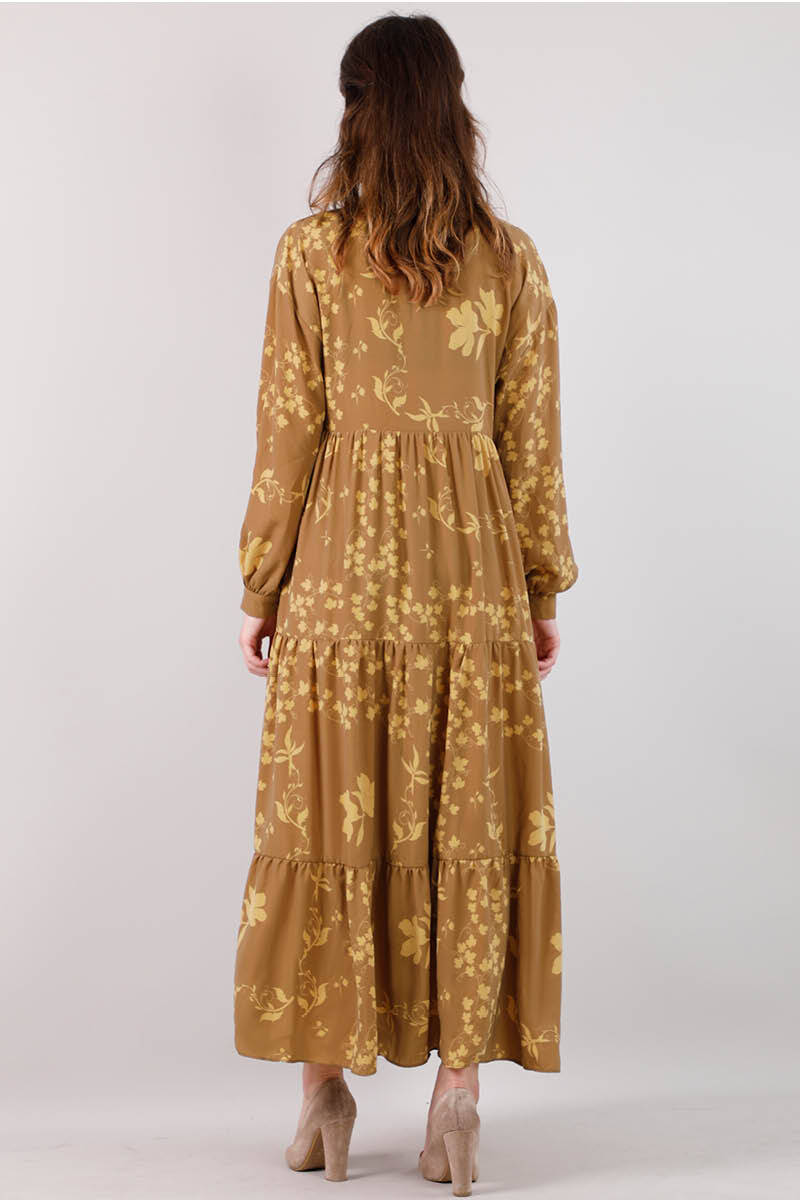 Buy Spring Patterned Dress dark mustard - Zülays