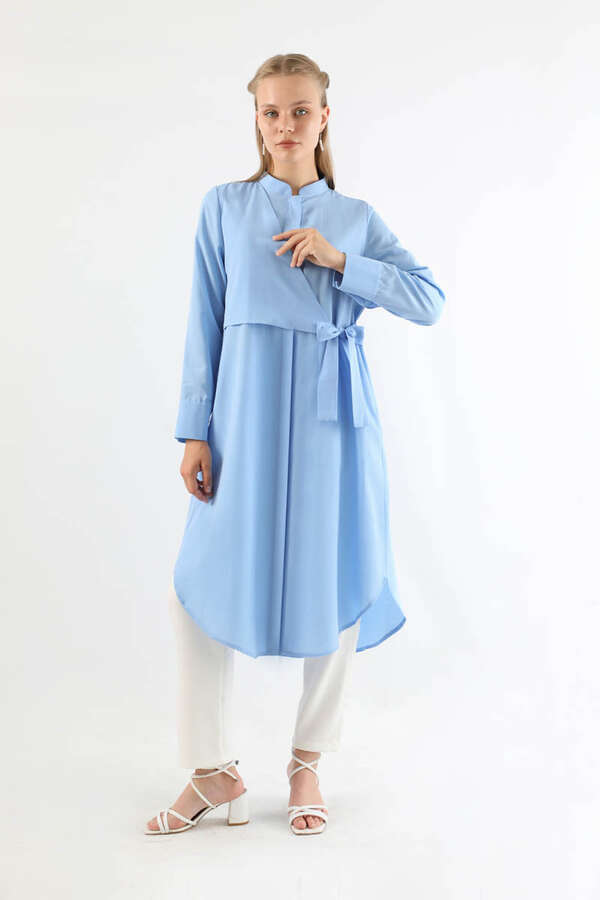 Tie Detailed Tunic Baby Blue Buy - Zülays