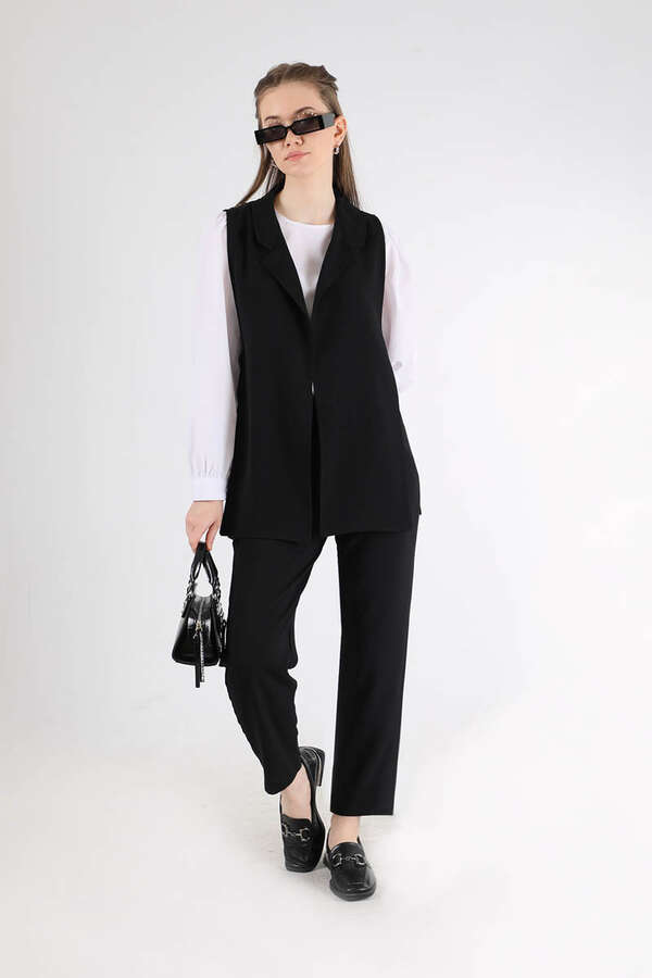Buy Vest Tunic Suit Black White - Zülays