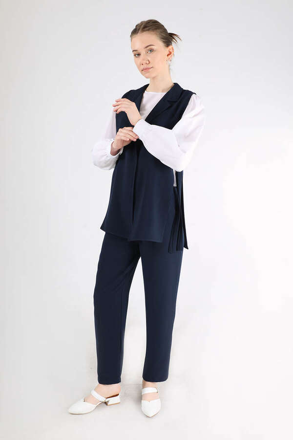Buy Vest Tunic Suit Navy Blue - Zülays
