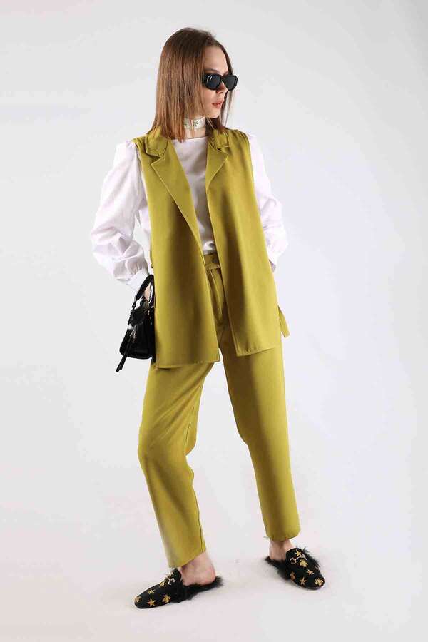 Buy Vest Tunic Suit Oil Green - Zülays